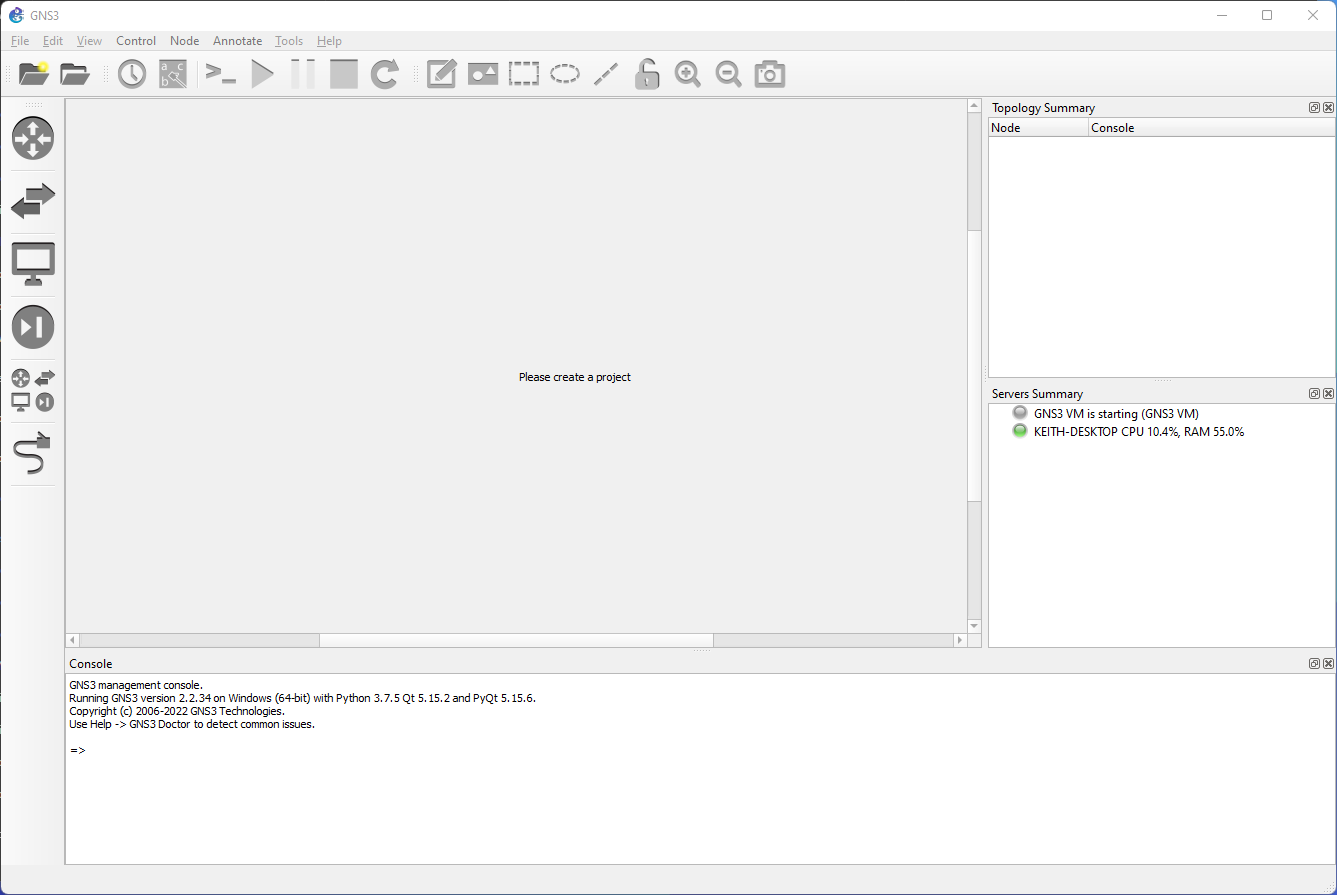 Lab 1.1 Installing GNS3 - the virtual network simulator.