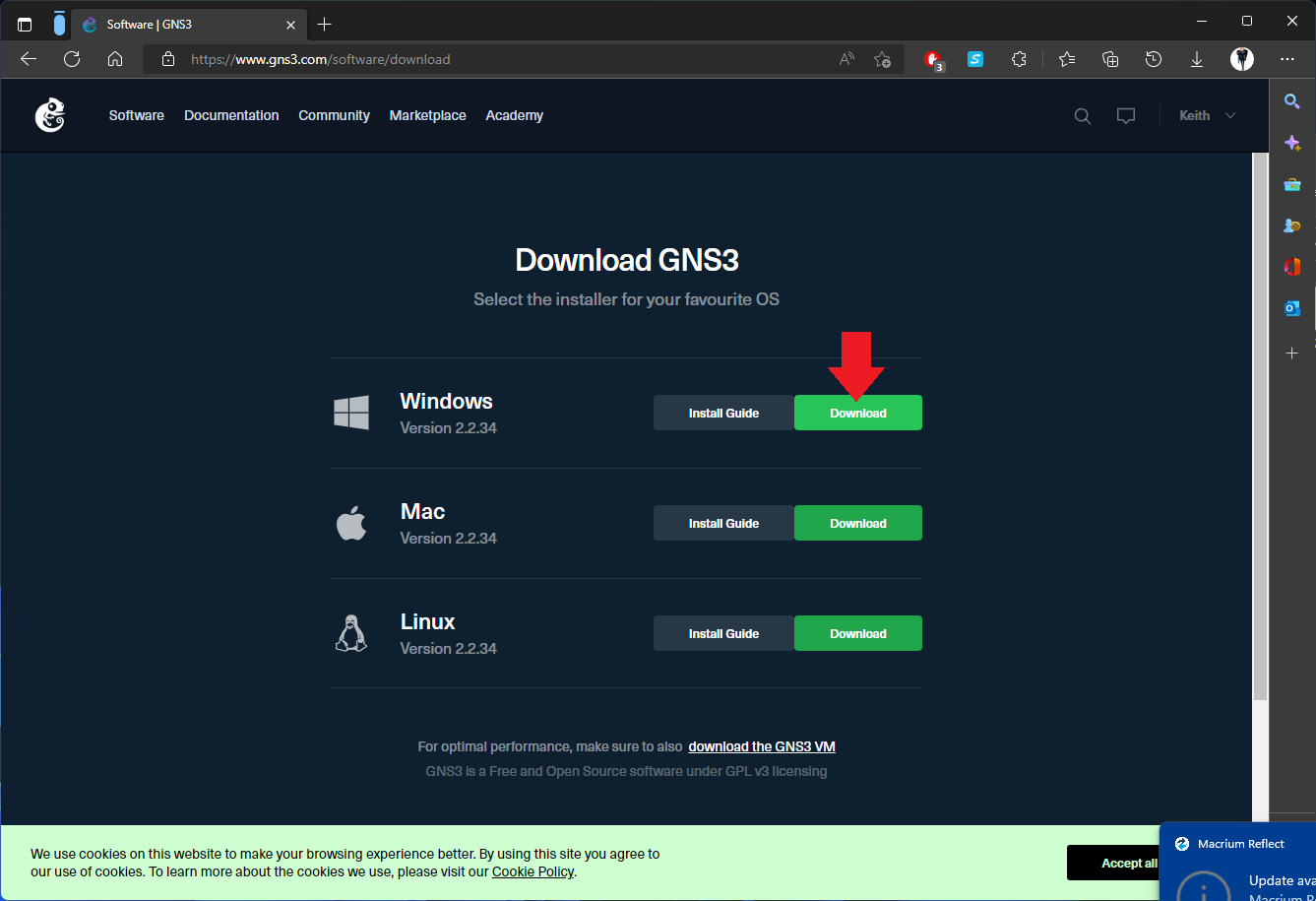 Lab 1.1 Installing GNS3 - the virtual network simulator.
