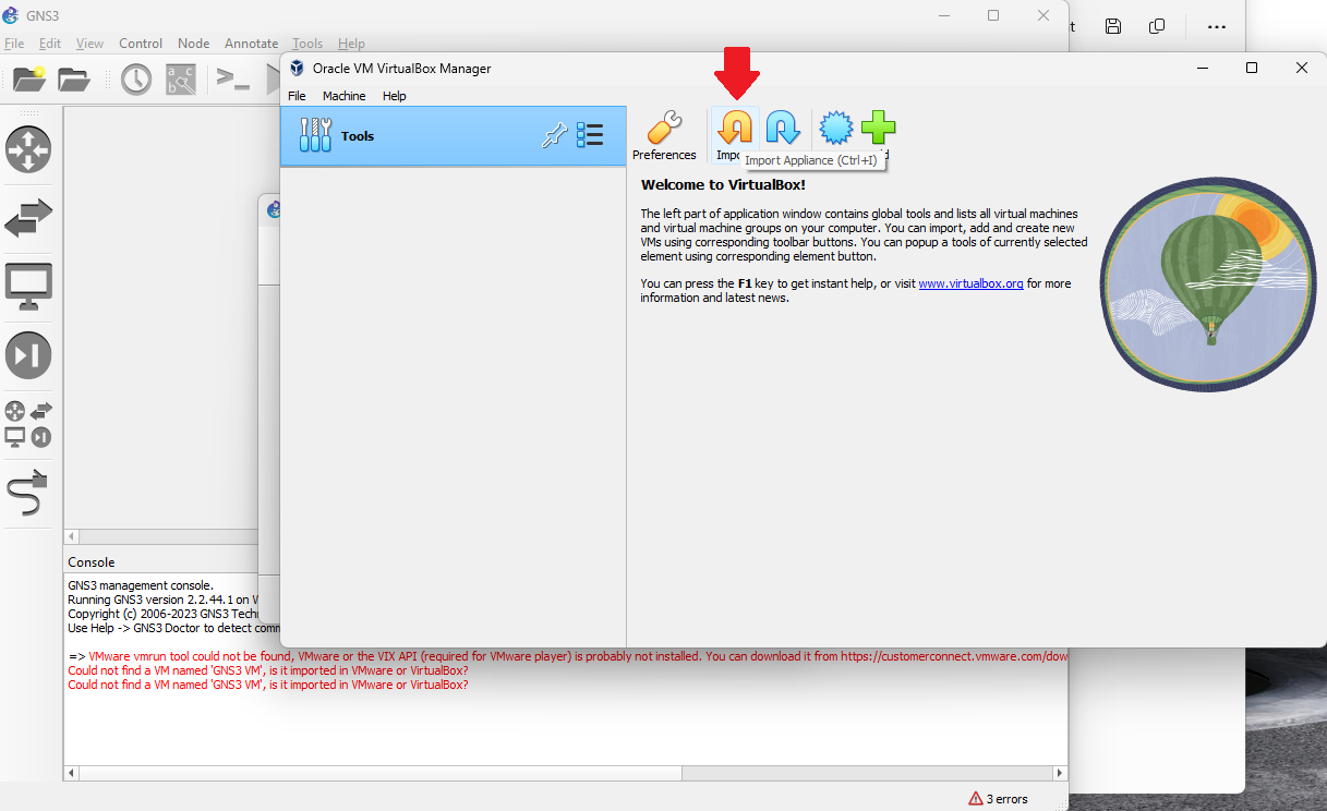 Lab 1.1 Installing GNS3 - the virtual network simulator.