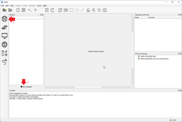 Lab 1.2 Installing MikroTik RouterOS on GNS3