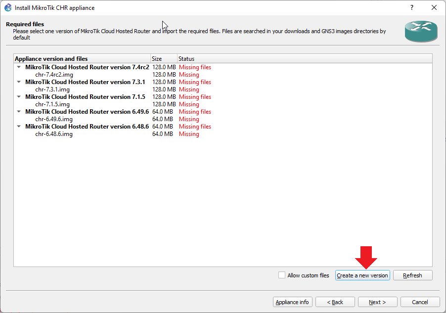 Lab 1.2 Installing MikroTik RouterOS on GNS3