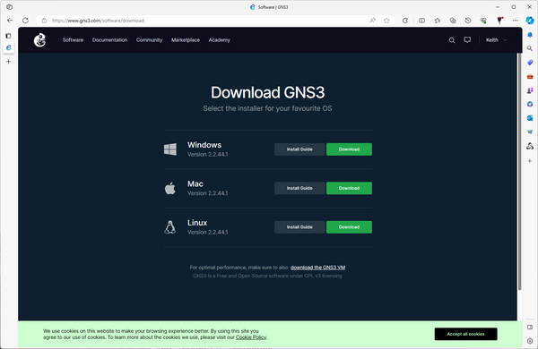 Lab 1.1 Installing GNS3 - the virtual network simulator.