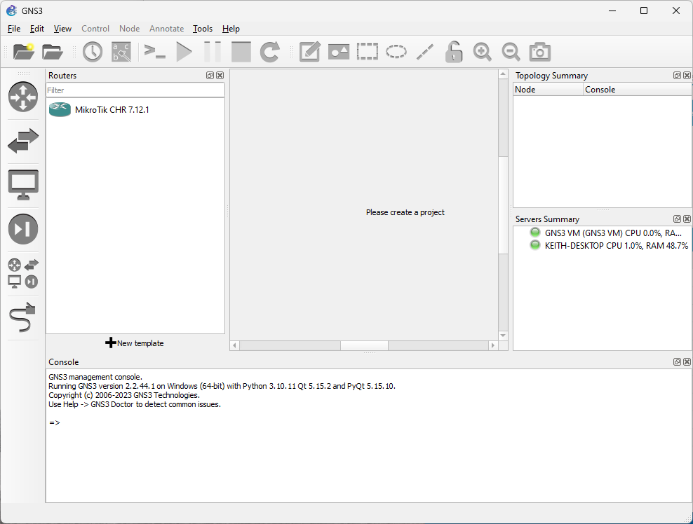 Lab 1.2 Installing MikroTik RouterOS on GNS3